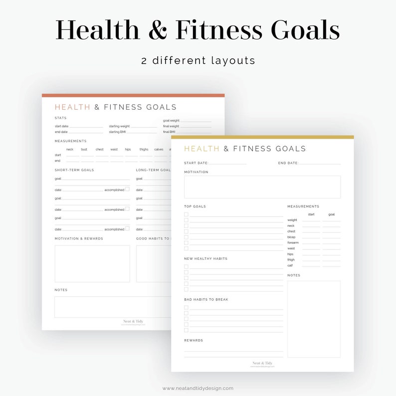 Health and Fitness Goals - Fillable - Printable PDF - Health & Fitness ...