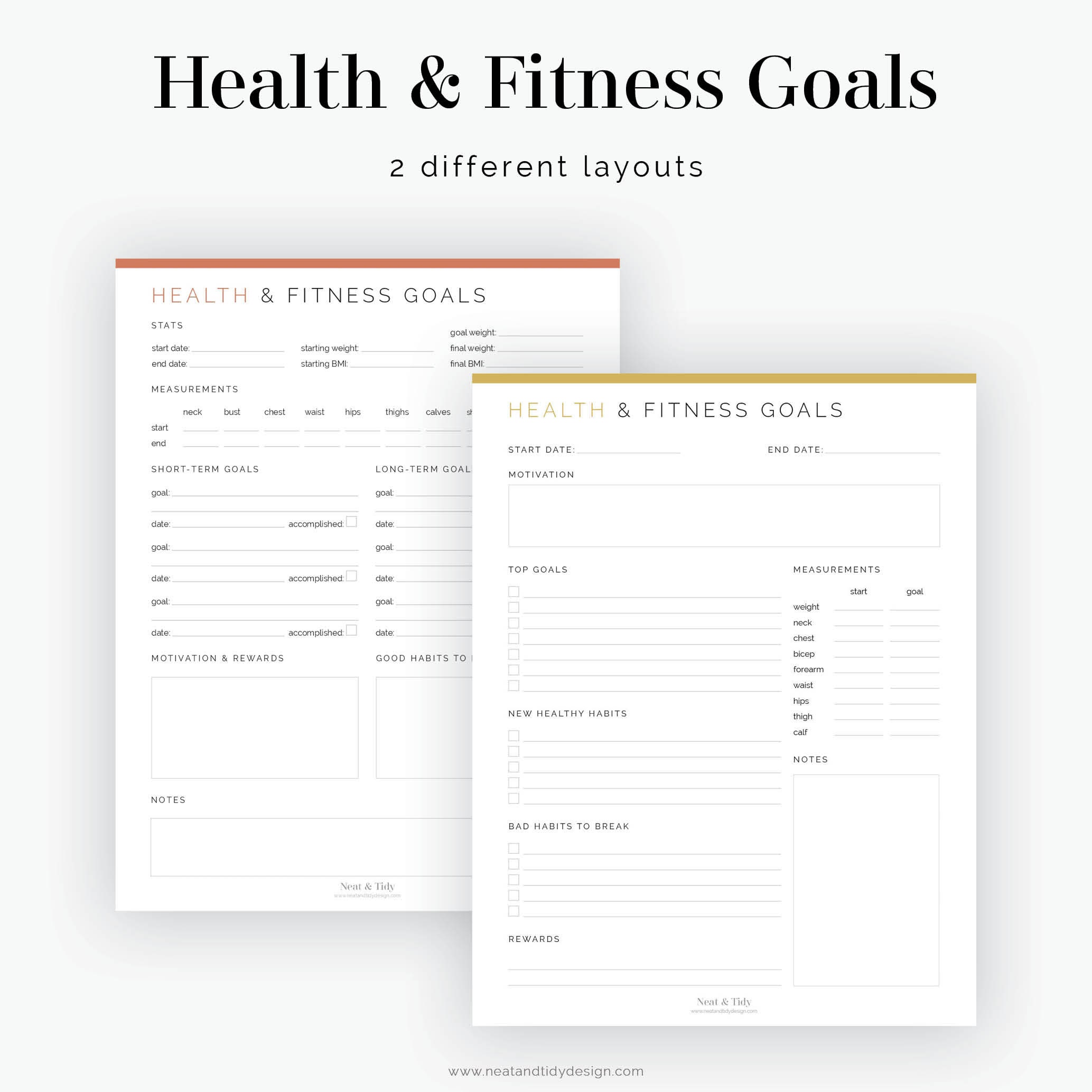 Health and Fitness Goals Fillable Printable PDF Health & Fitness ...