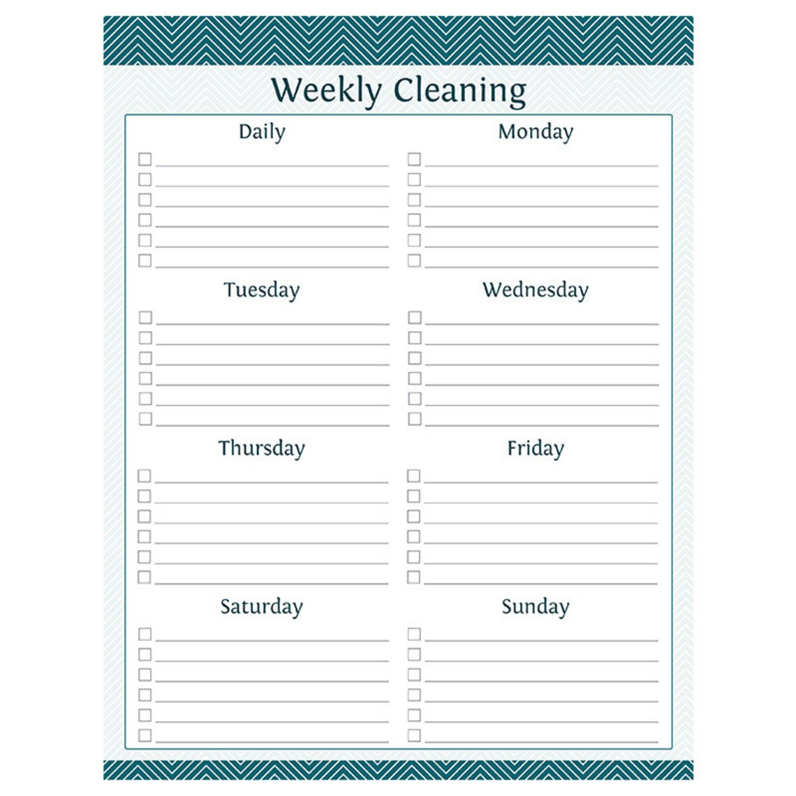 Weekly Cleaning Checklist Fillable Prefilled and Empty Version Included ...