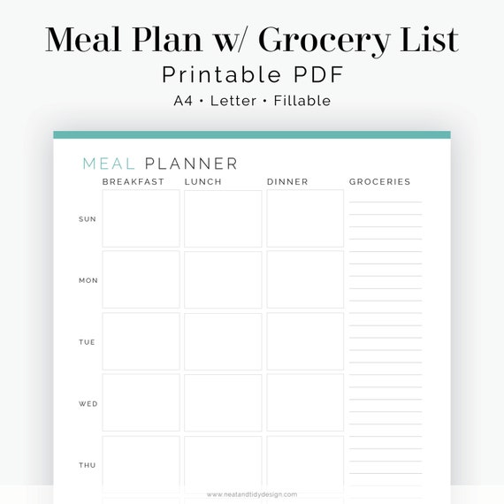 A4 Letter Weekly Planner with Meal And Grocery for Freelancers Weekly ...