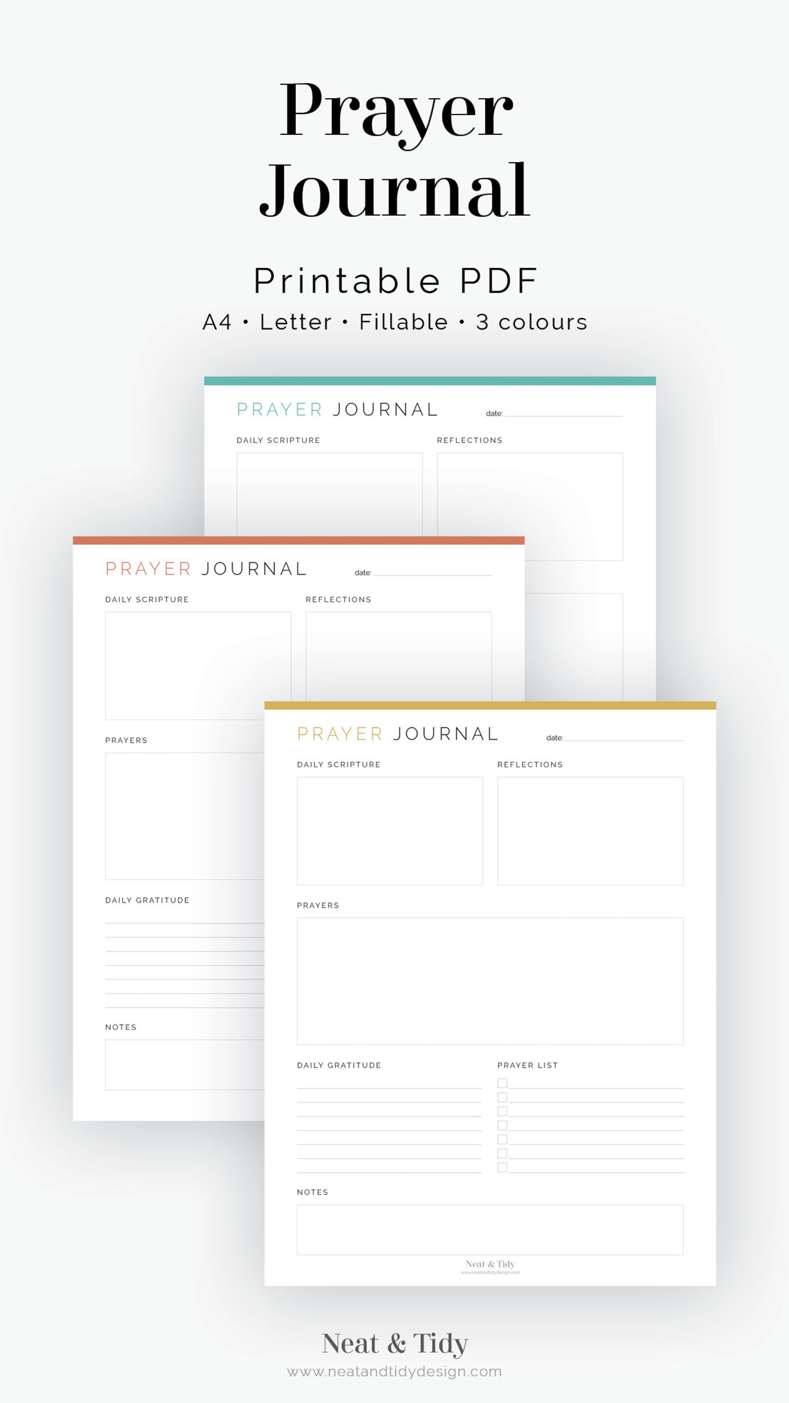 Prayer Journal - Fillable - Printable PDF - Journaling, Self-care ...