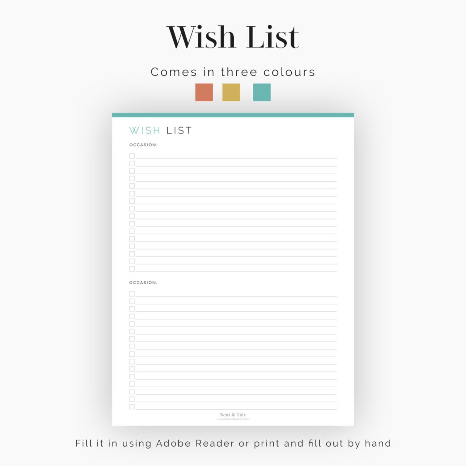 Wish List - Fillable - Printable PDF - Christmas Planner, Holiday ...