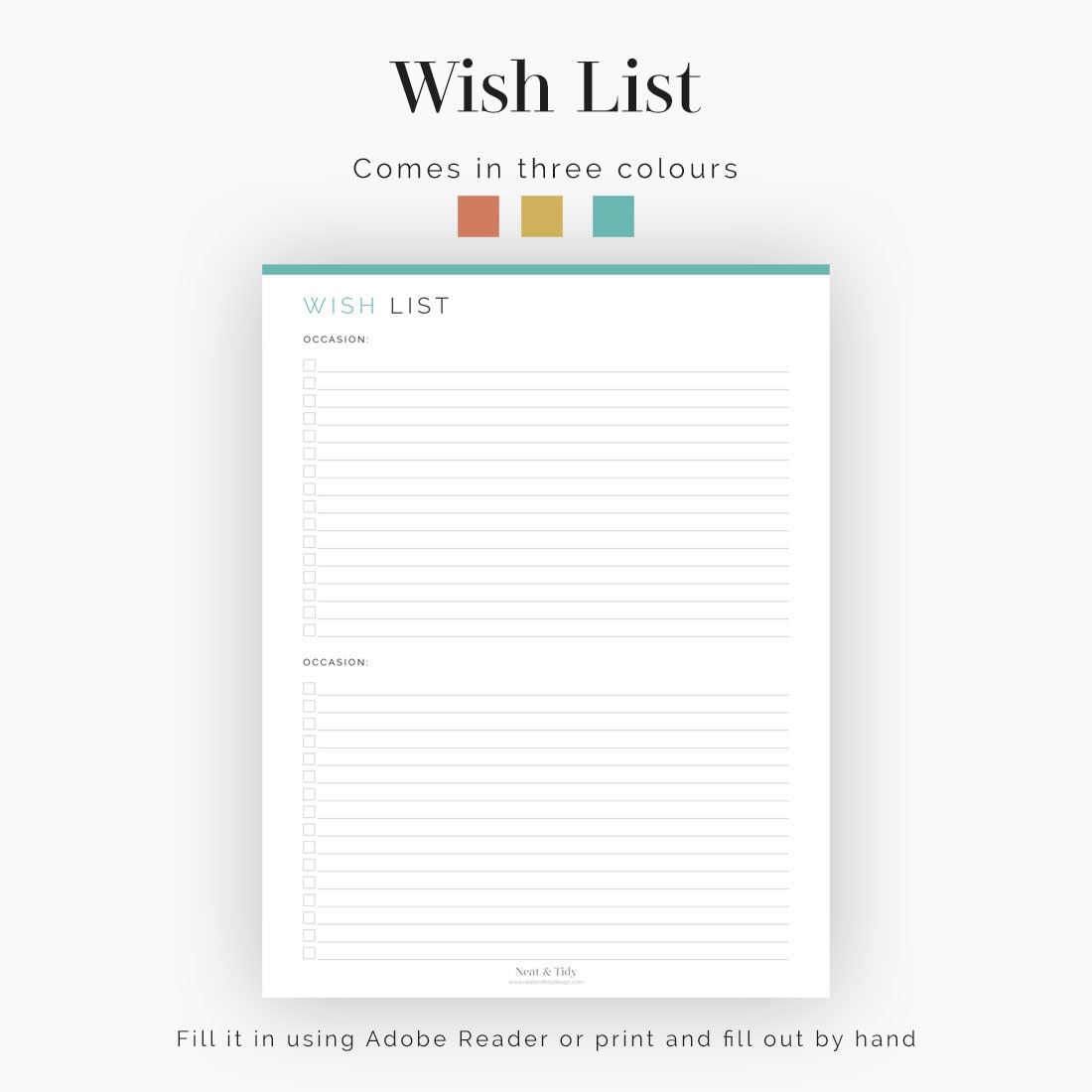 Wish List - Fillable - Printable PDF - Christmas Planner, Holiday ...