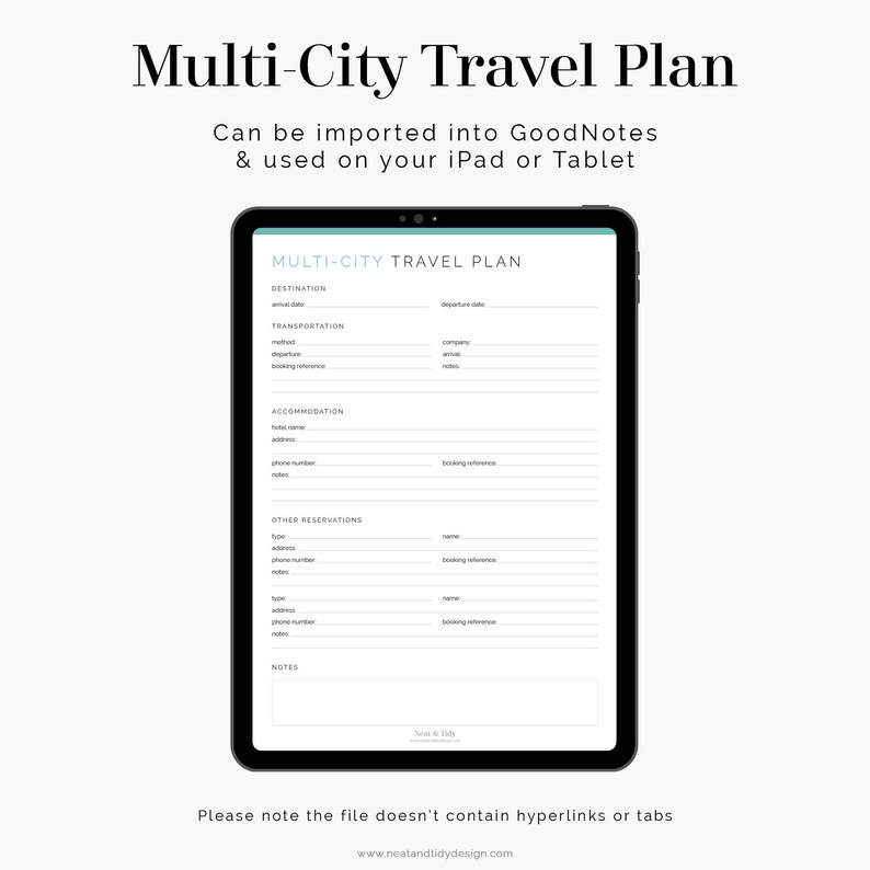 Multi-city Travel Plan - Fillable - Travel Planner, Vacation Planner ...