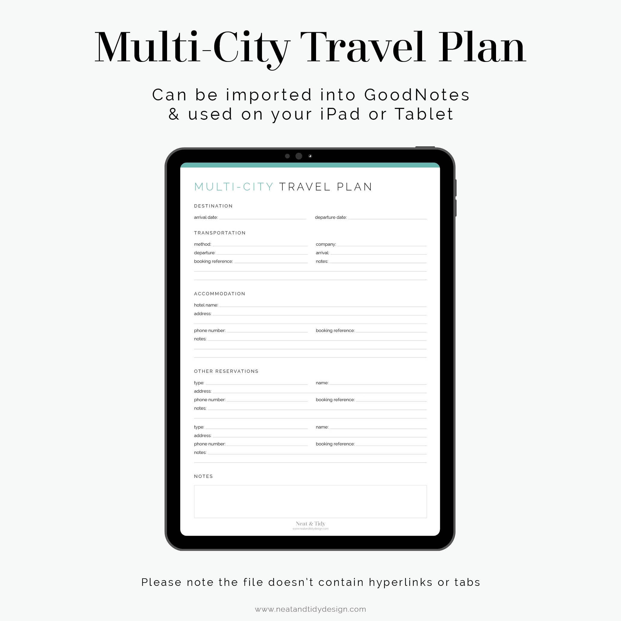 Multi-city Travel Plan - Fillable - Travel Planner, Vacation Planner ...
