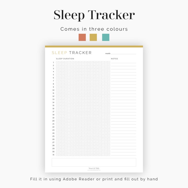 Sleep Tracker Fillable Sleep Log, Monthly Sleep Tracking Health ...