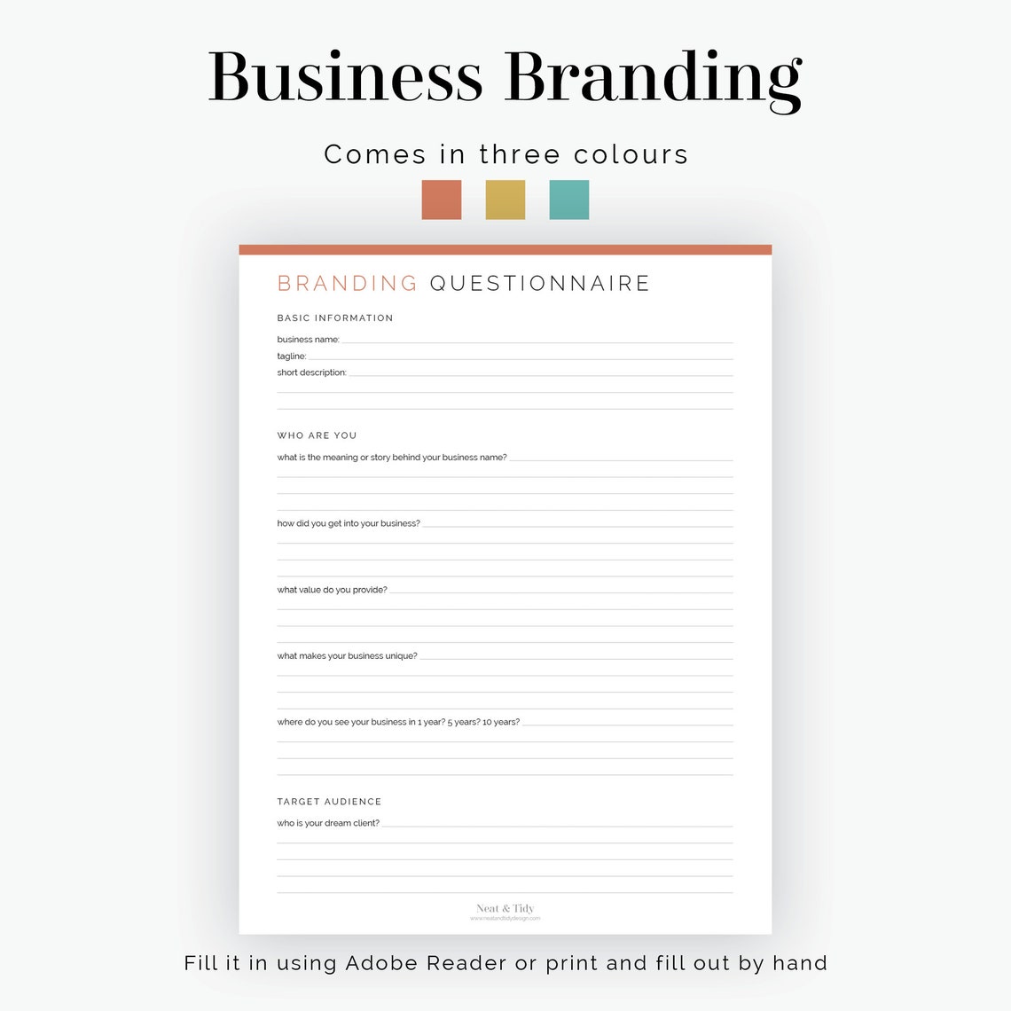 Business Branding Questionnaire - Fillable - Printable PDF - Business ...