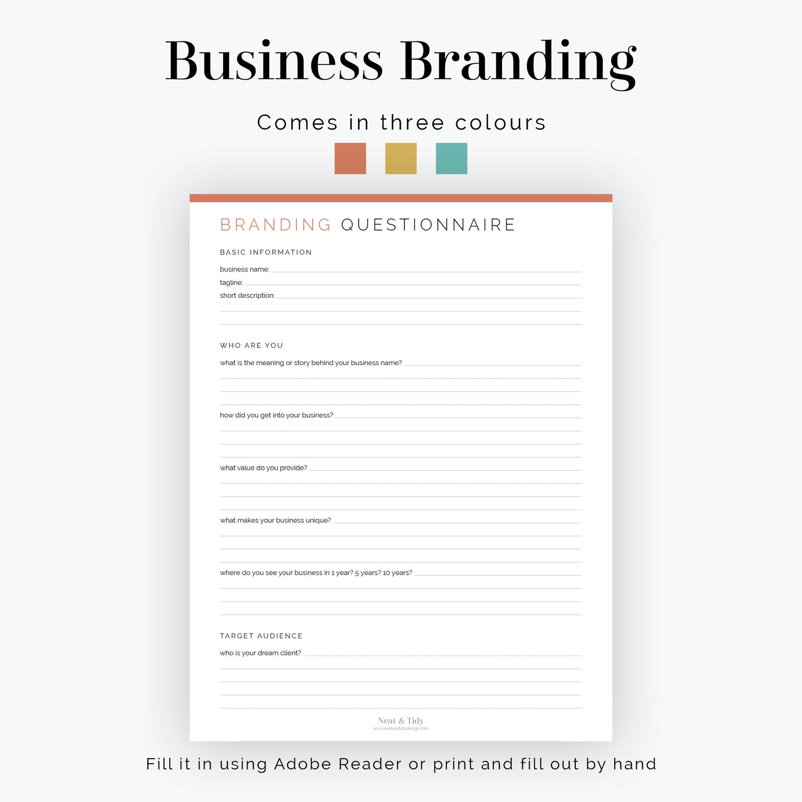 Business Branding Questionnaire - Fillable - Printable PDF - Business ...