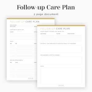 Follow-up Care Plan - Fillable - Treatment Planner, Healthcare Planner ...