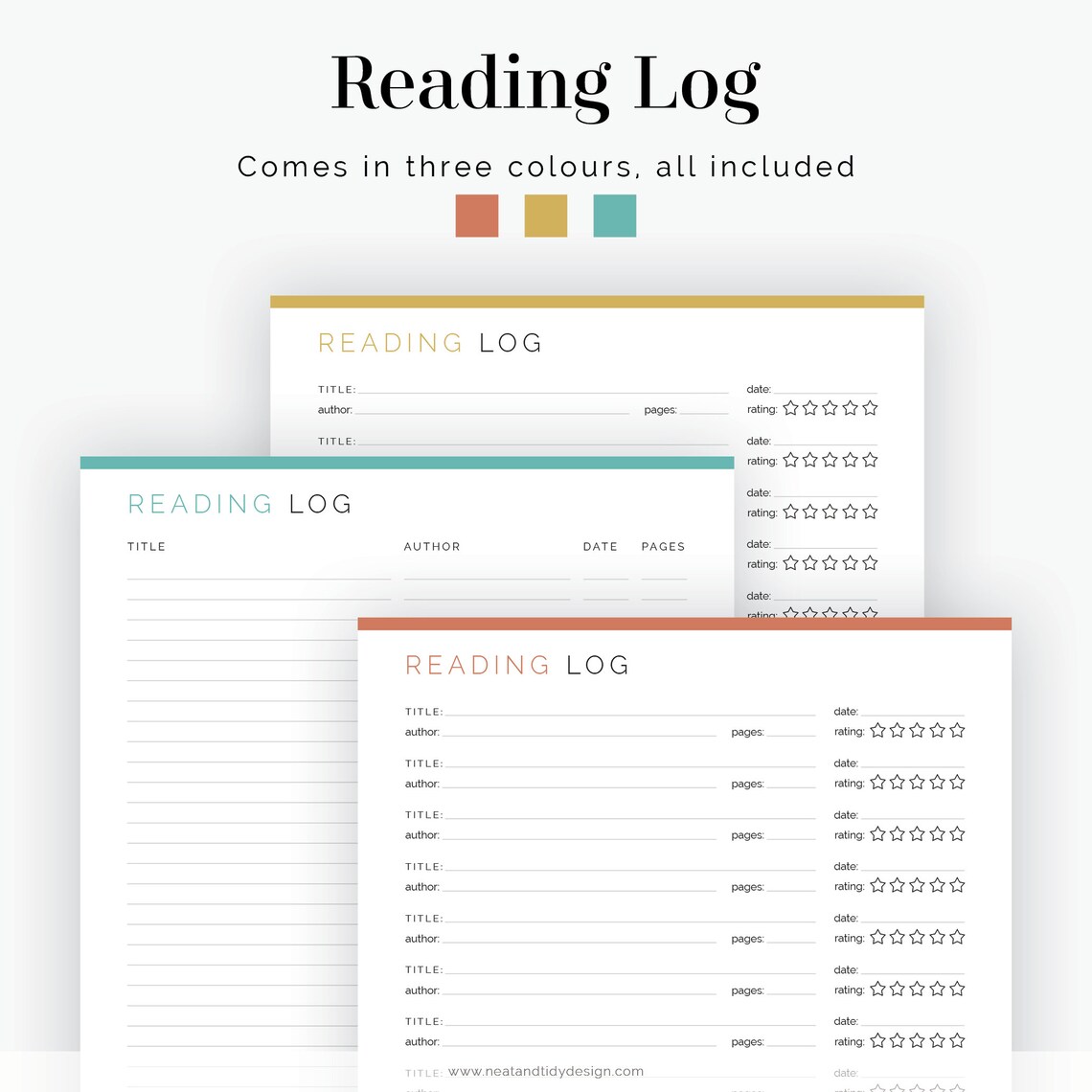 Reading Log Books Read Log 2 Layouts Fillable Printable | Etsy