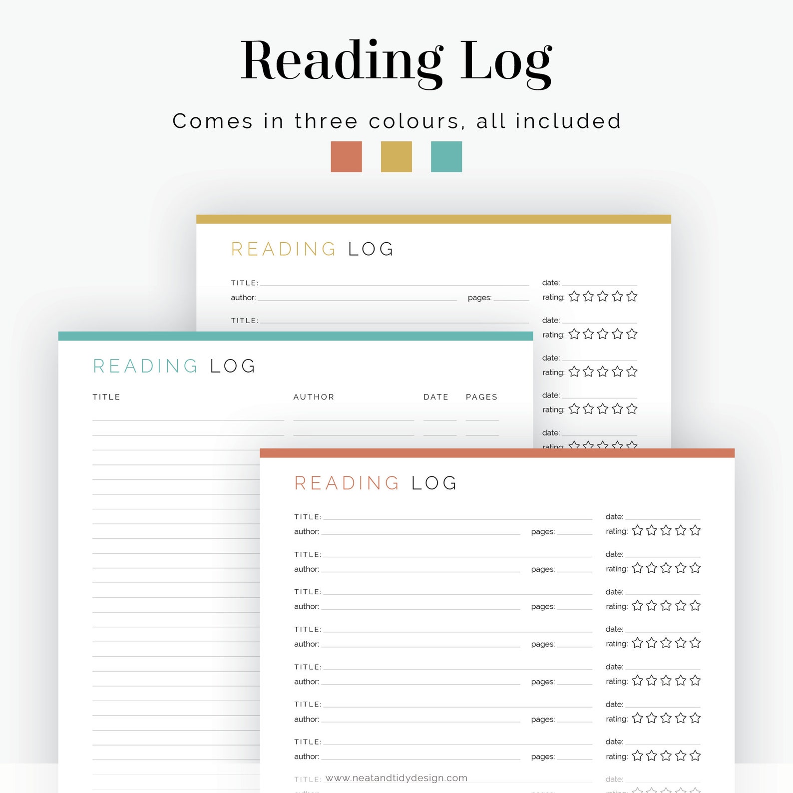 Reading Log Books Read Log 2 Layouts Fillable Printable | Etsy