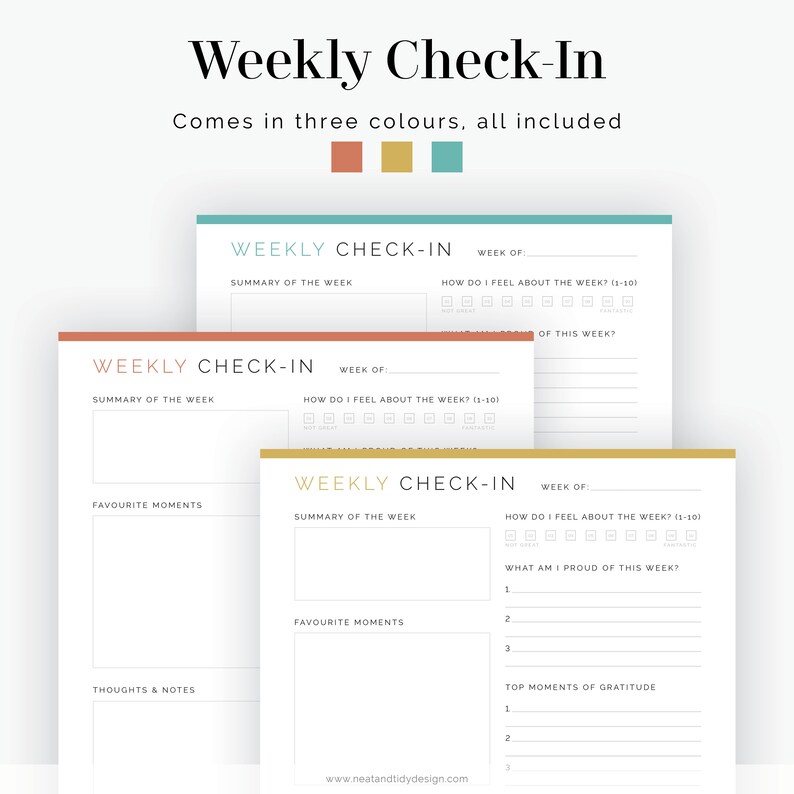 Weekly Check-in Journal Page Fillable Printable PDF - Etsy