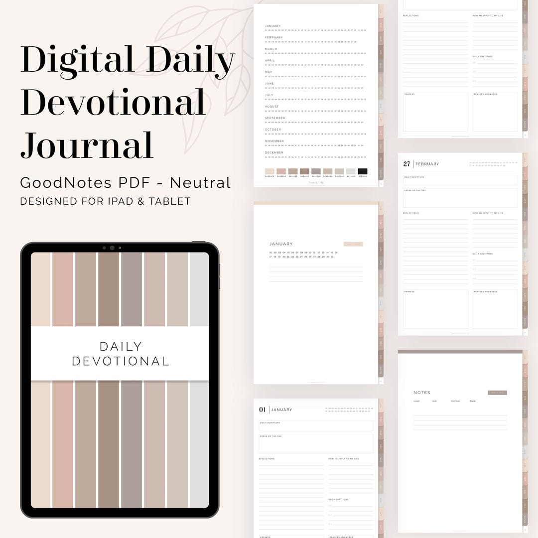 Digital Daily Devotional Journal for Goodnotes Neutral (portrait ...