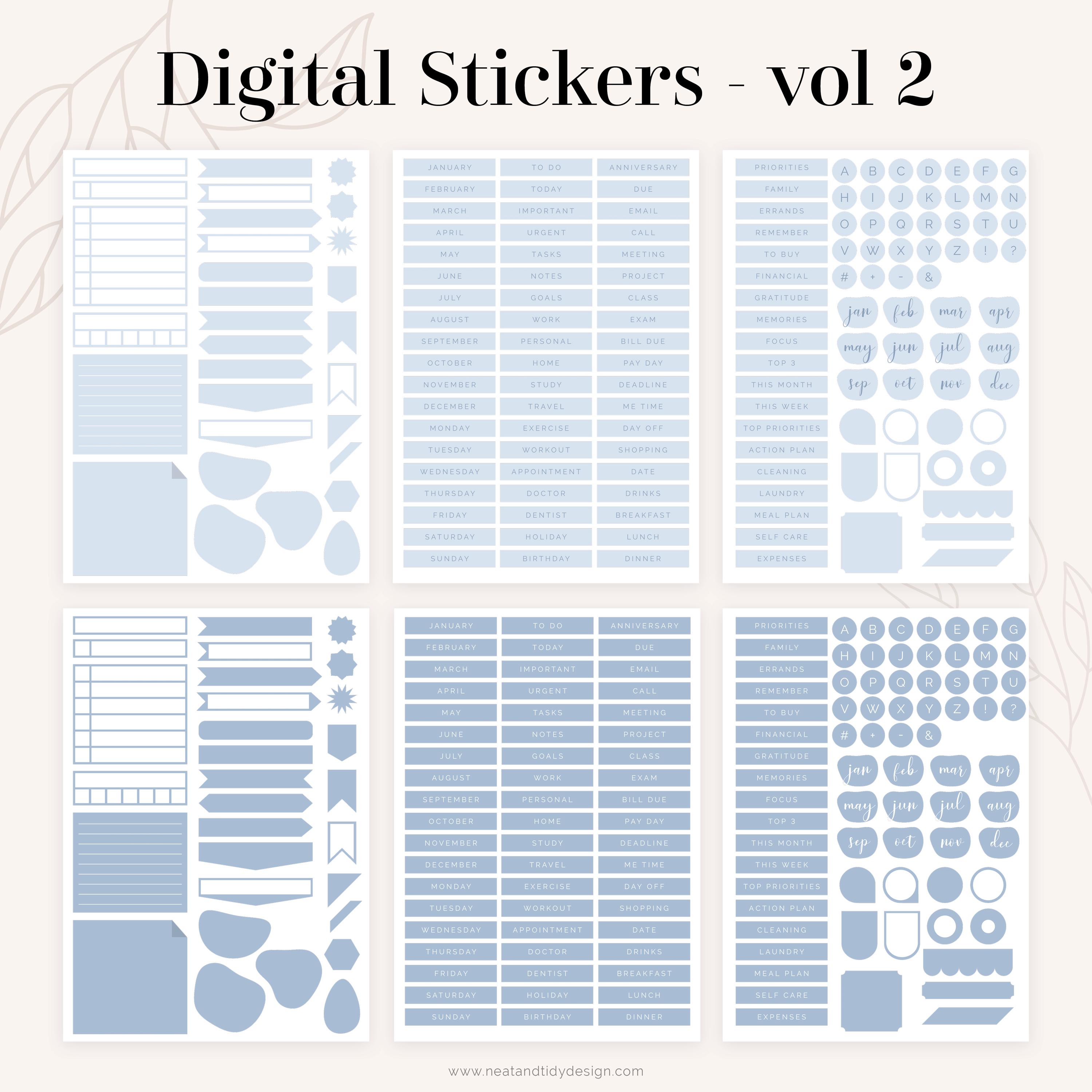 Digital Stickers for Goodnotes Planners - Vol 2 - 1580 Stickers in 8 ...