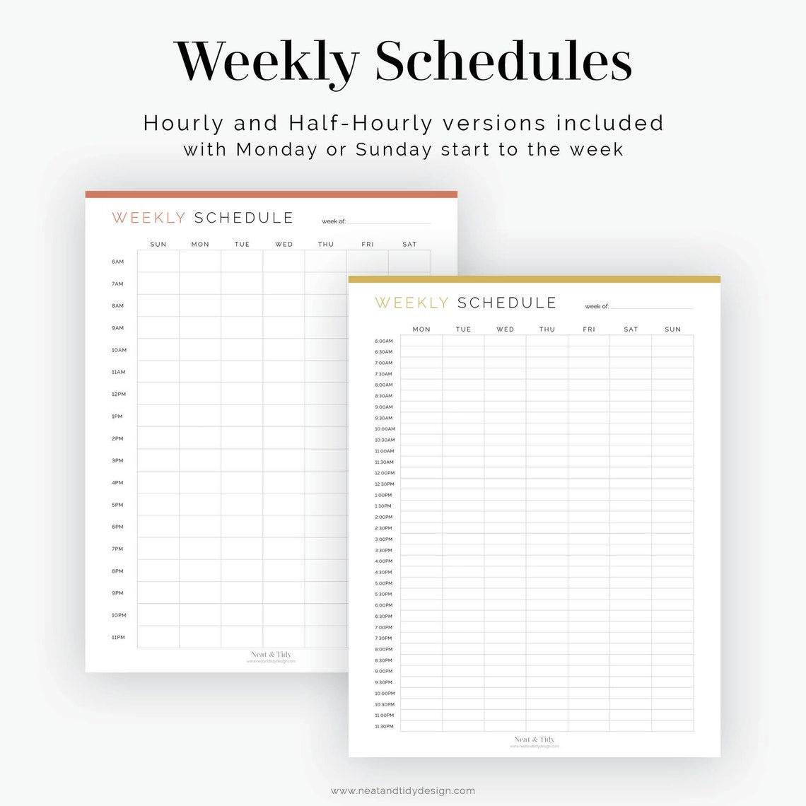 Weekly Schedule 2 Layouts Fillable Printable PDF - Etsy