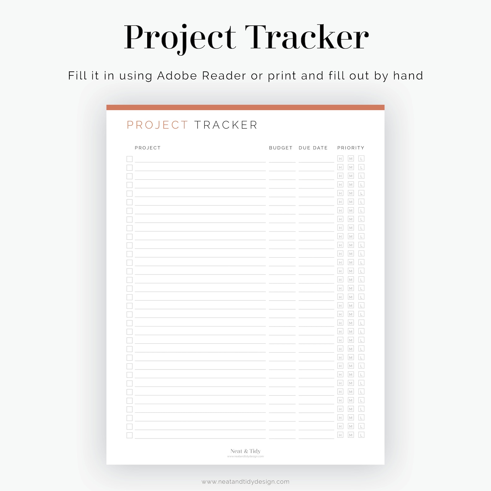 Project Tracker Fillable Printable PDF Task Management, Productivity ...
