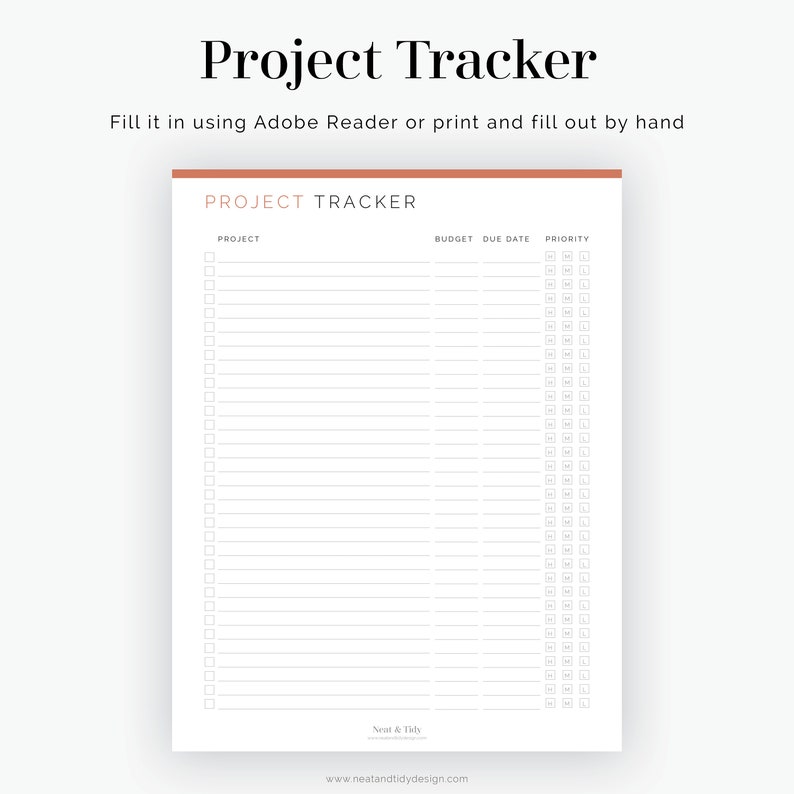 Project Tracker Fillable Printable PDF Task Management, Productivity ...