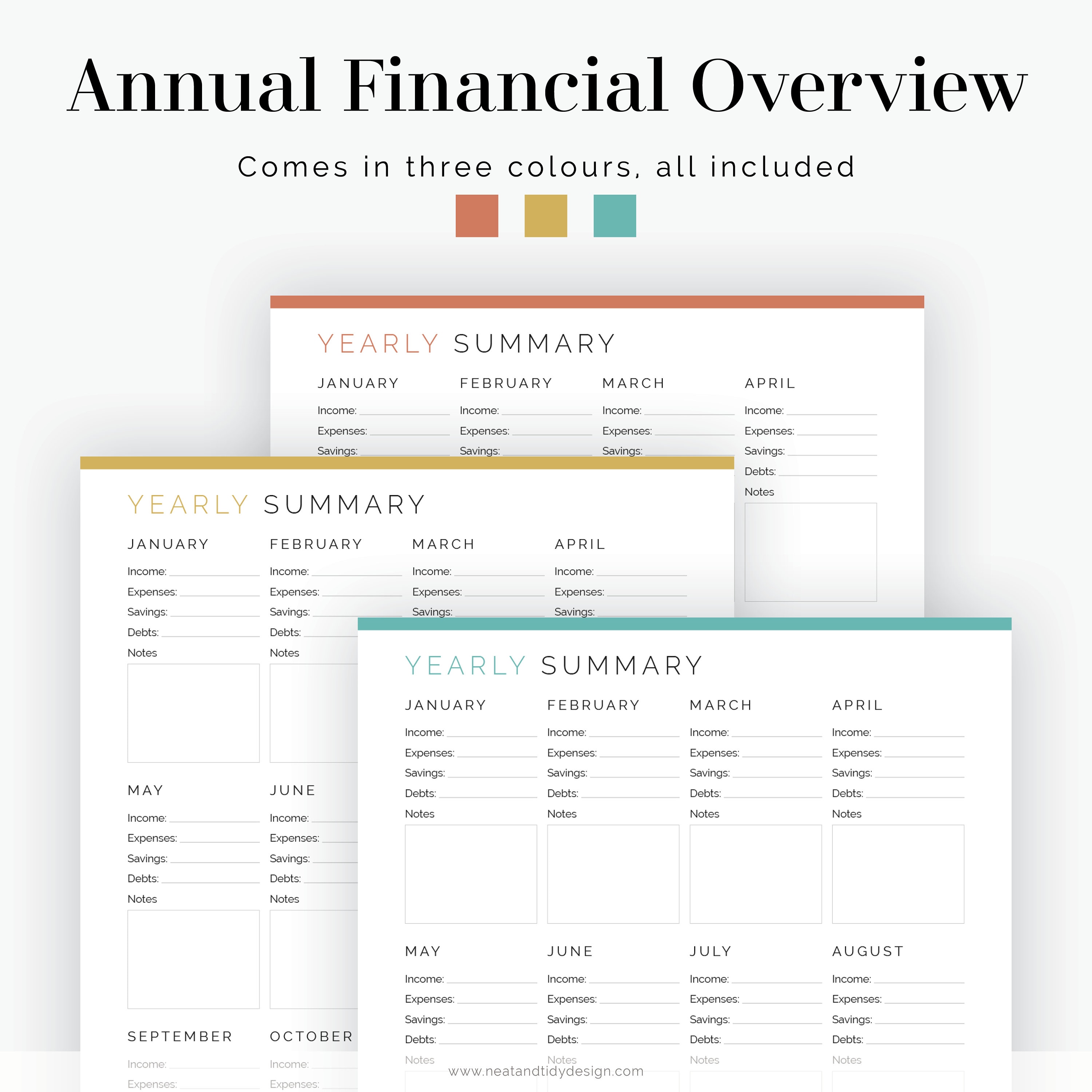 Yearly Financial Overview Fillable Printable PDF Finance Planner Home ...