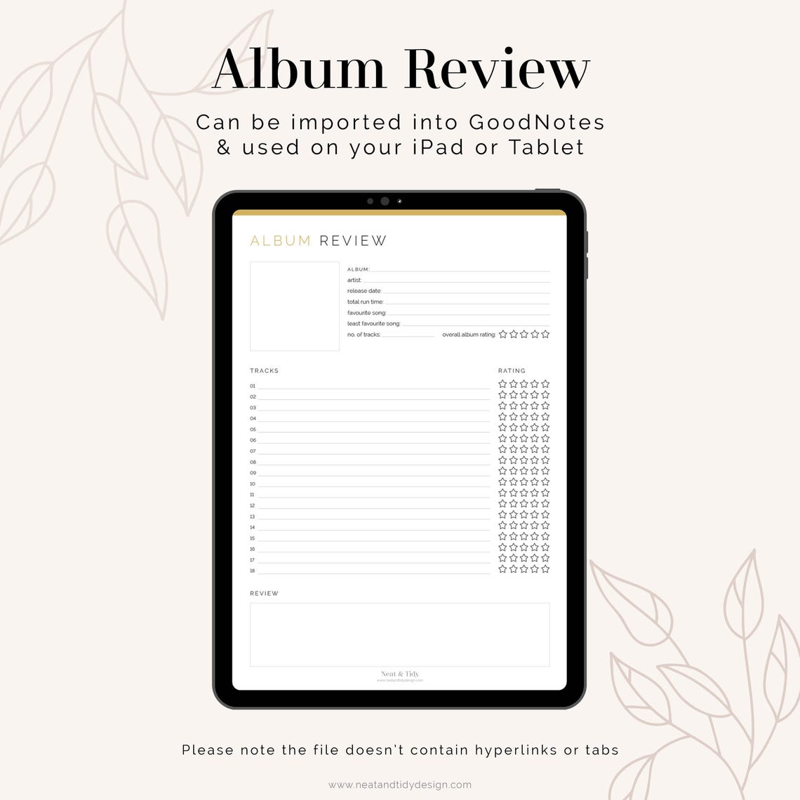 Music Album Review - Fillable, Printable PDF - Album Rating Template ...