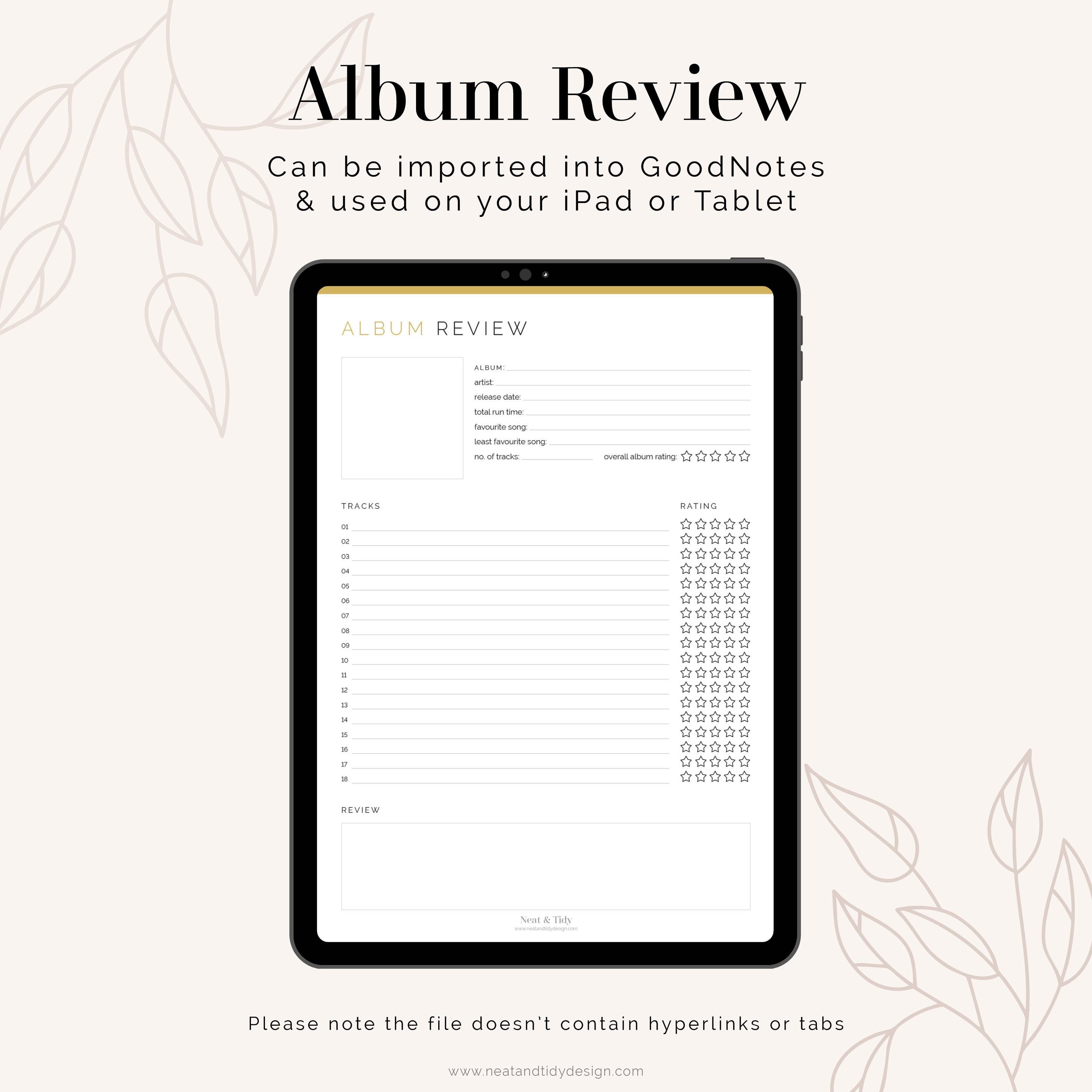 Music Album Review - Fillable, Printable PDF - Album Rating Template ...
