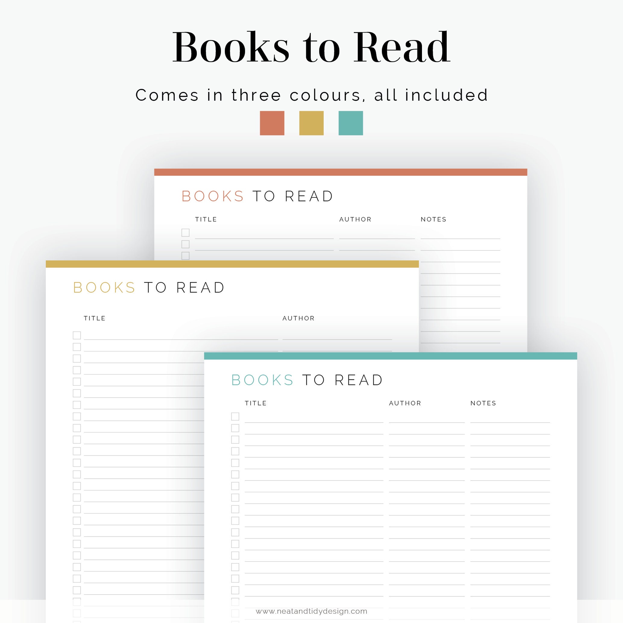 Books to Read List - Fillable - Printable PDF - Readers Kit, Book ...