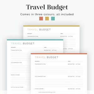 Travel Budget - Fillable - Travel Planner, Vacation Planner, Travel ...