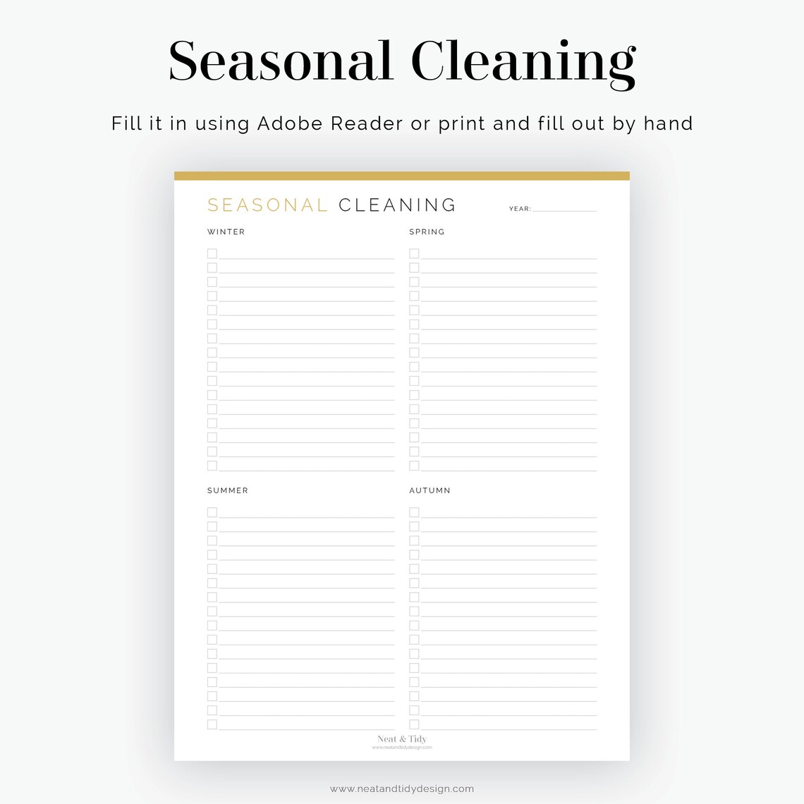 Seasonal Cleaning Checklist Fillable Printable PDF | Etsy