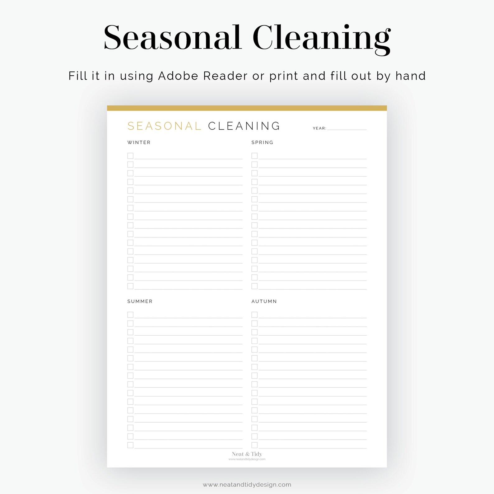 Seasonal Cleaning Checklist Fillable Printable PDF | Etsy
