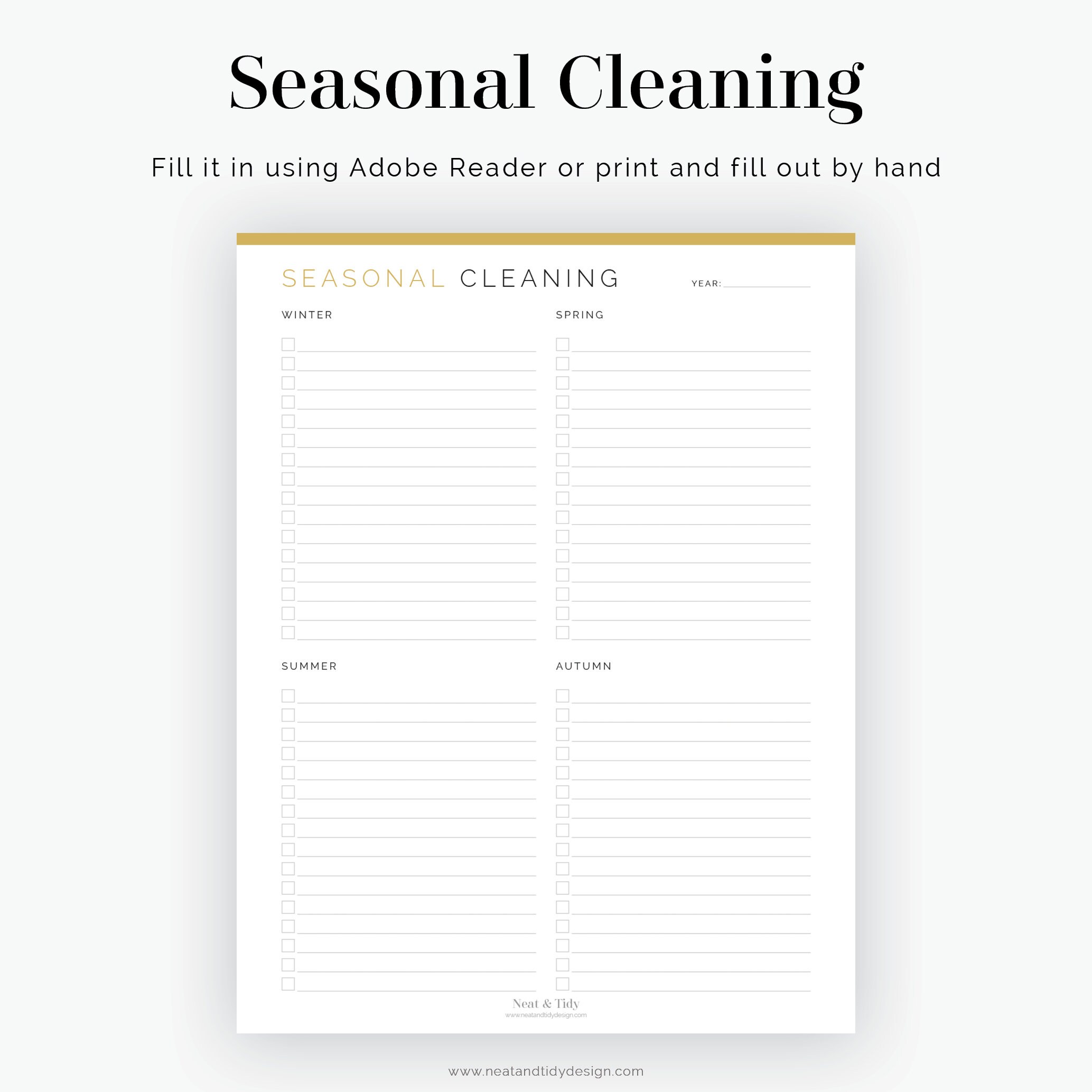 Seasonal Cleaning Checklist Fillable Printable PDF | Etsy
