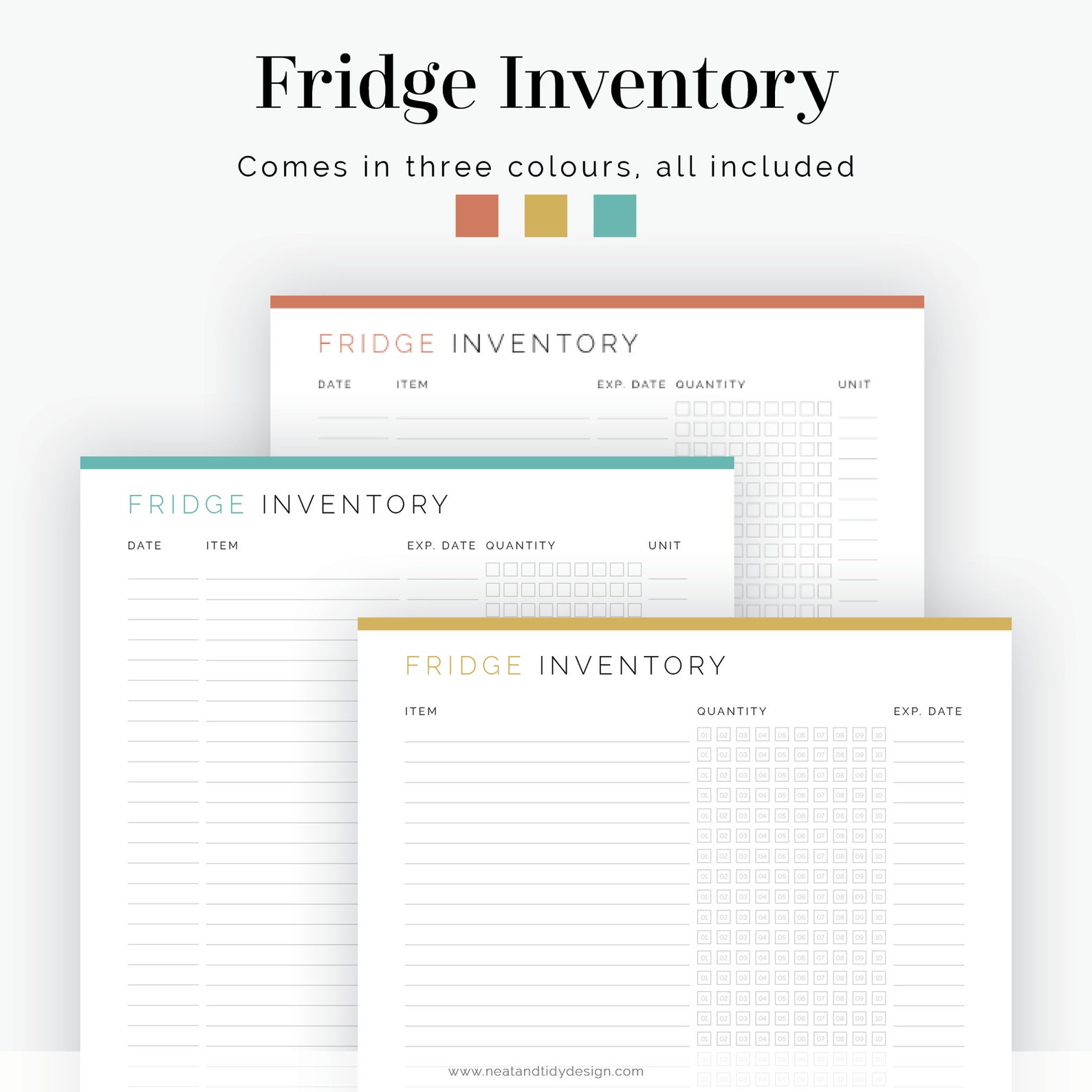 Fridge Inventory 2 Layouts Fillable Printable PDF | Etsy