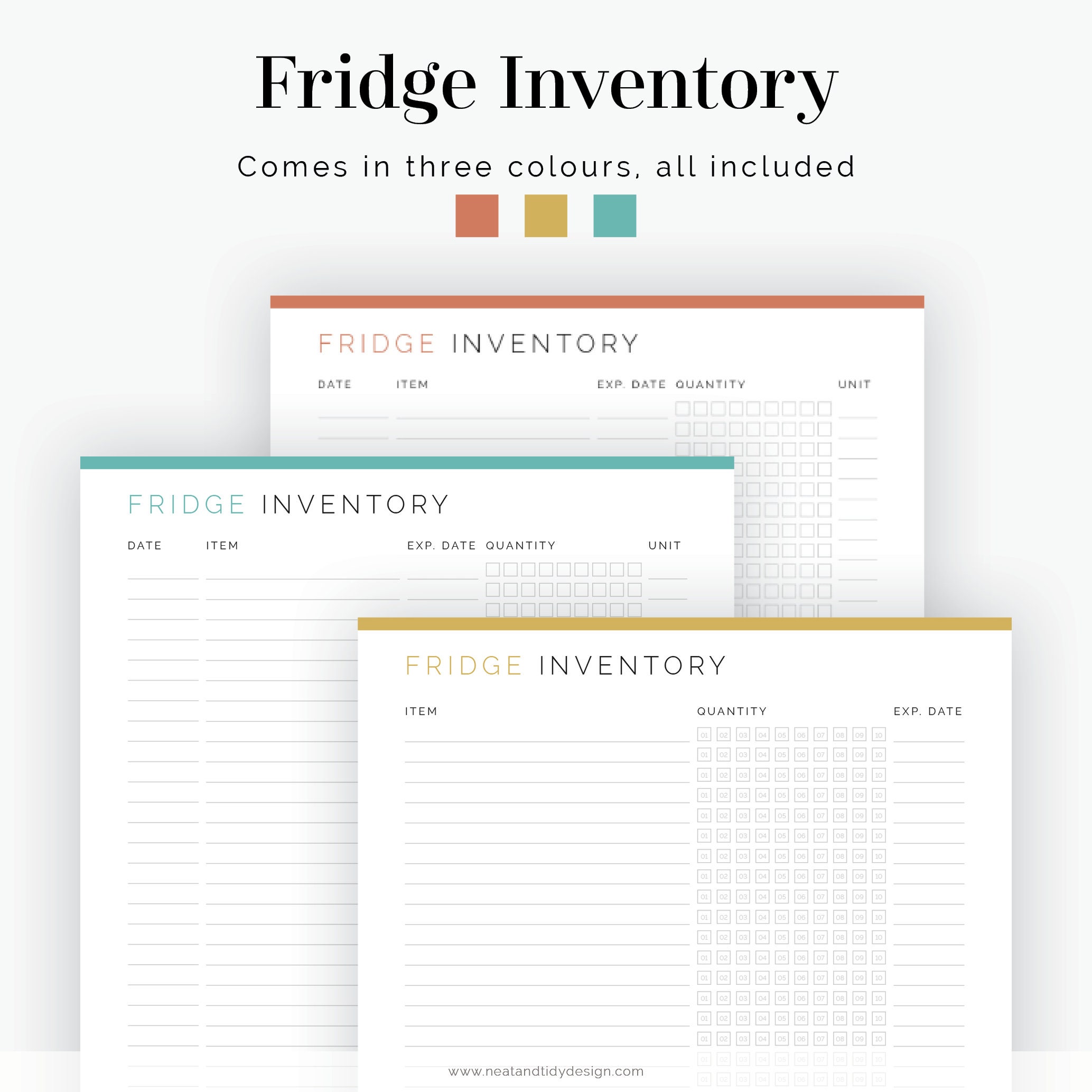 Fridge Inventory (2 Layouts) - Fillable - Printable PDF - Household ...