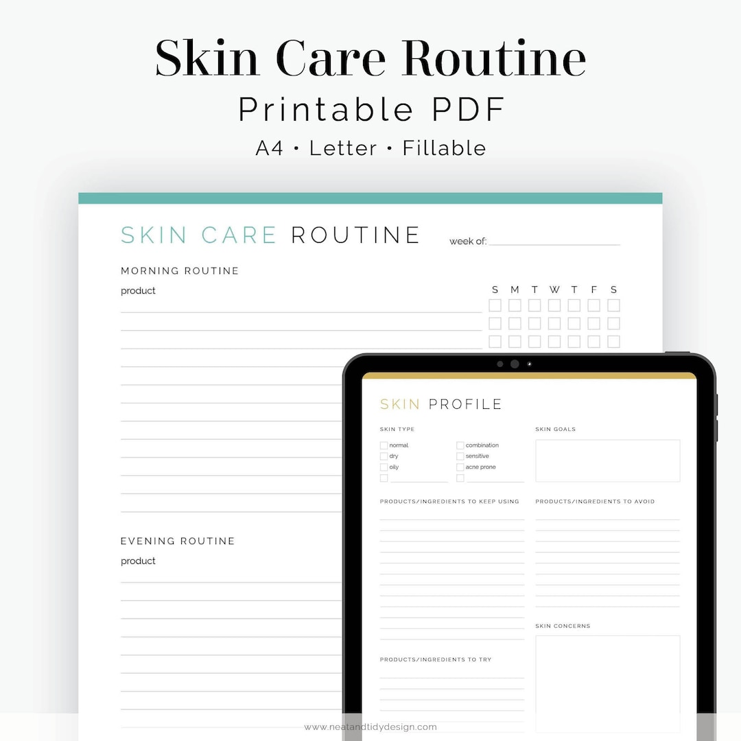 Skin Care Routine (3 Documents) - Fillable - Printable PDF - Health ...