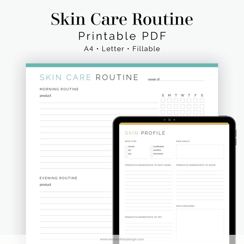 Skin Care Routine (3 Documents) - Fillable - Printable PDF - Health ...