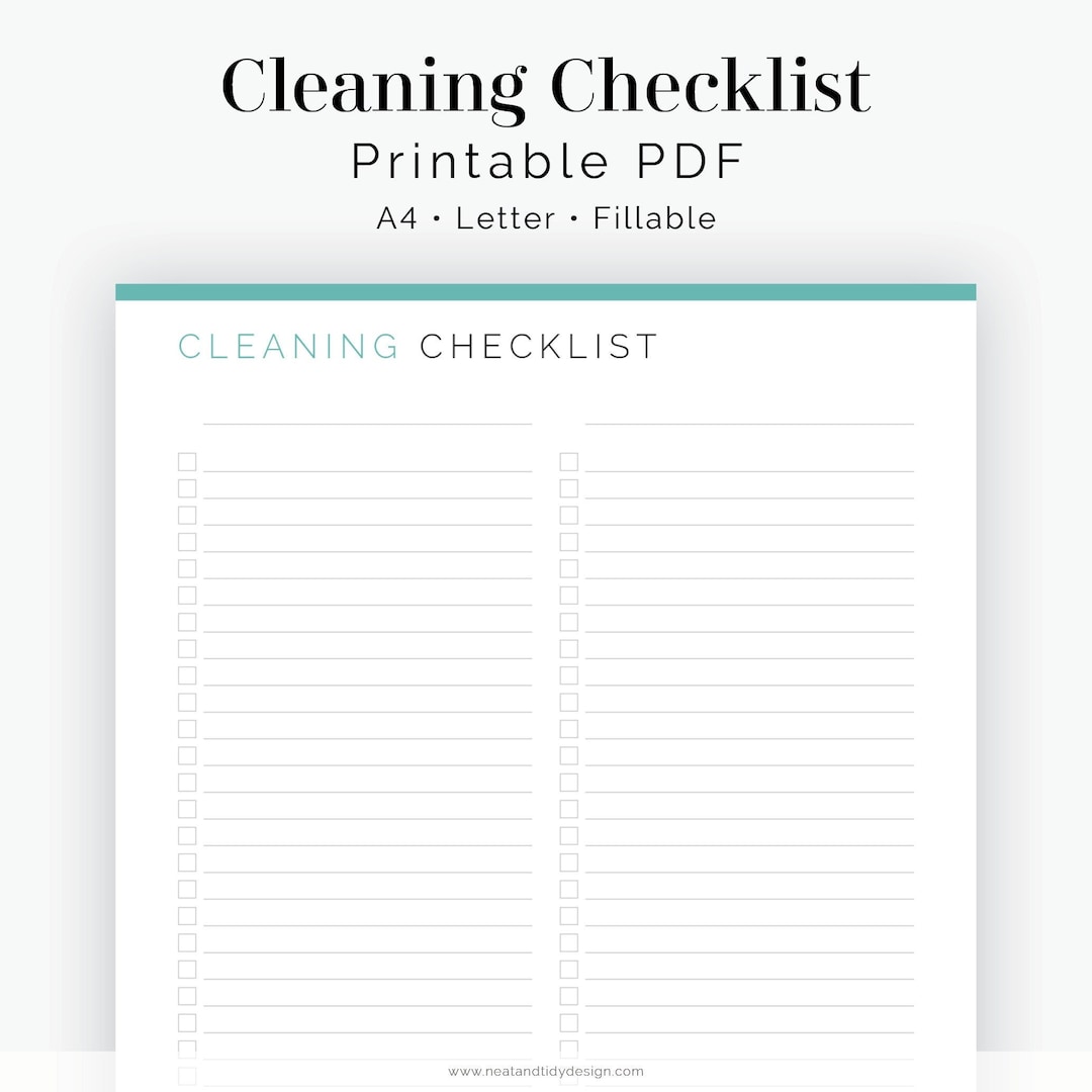 General Cleaning Checklist - Fillable - Printable PDF - Household ...