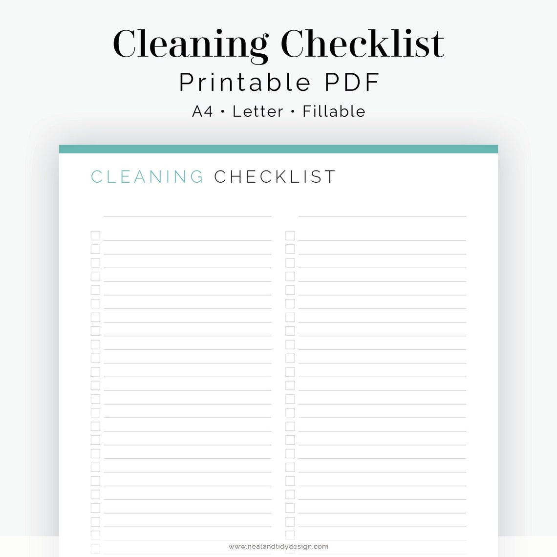 General Cleaning Checklist Fillable Printable PDF - Etsy