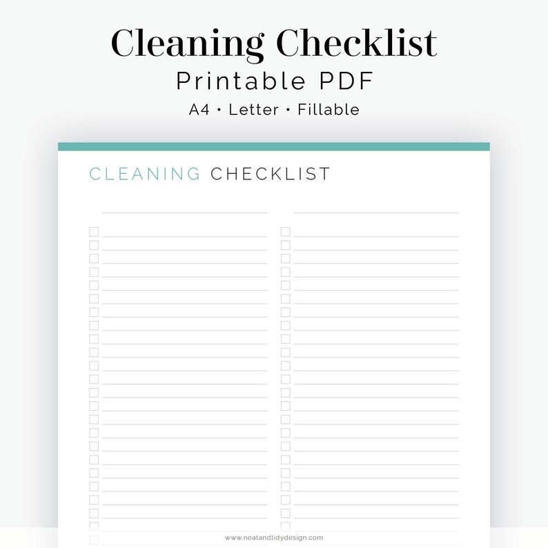General Cleaning Checklist - Fillable - Printable PDF - Household ...
