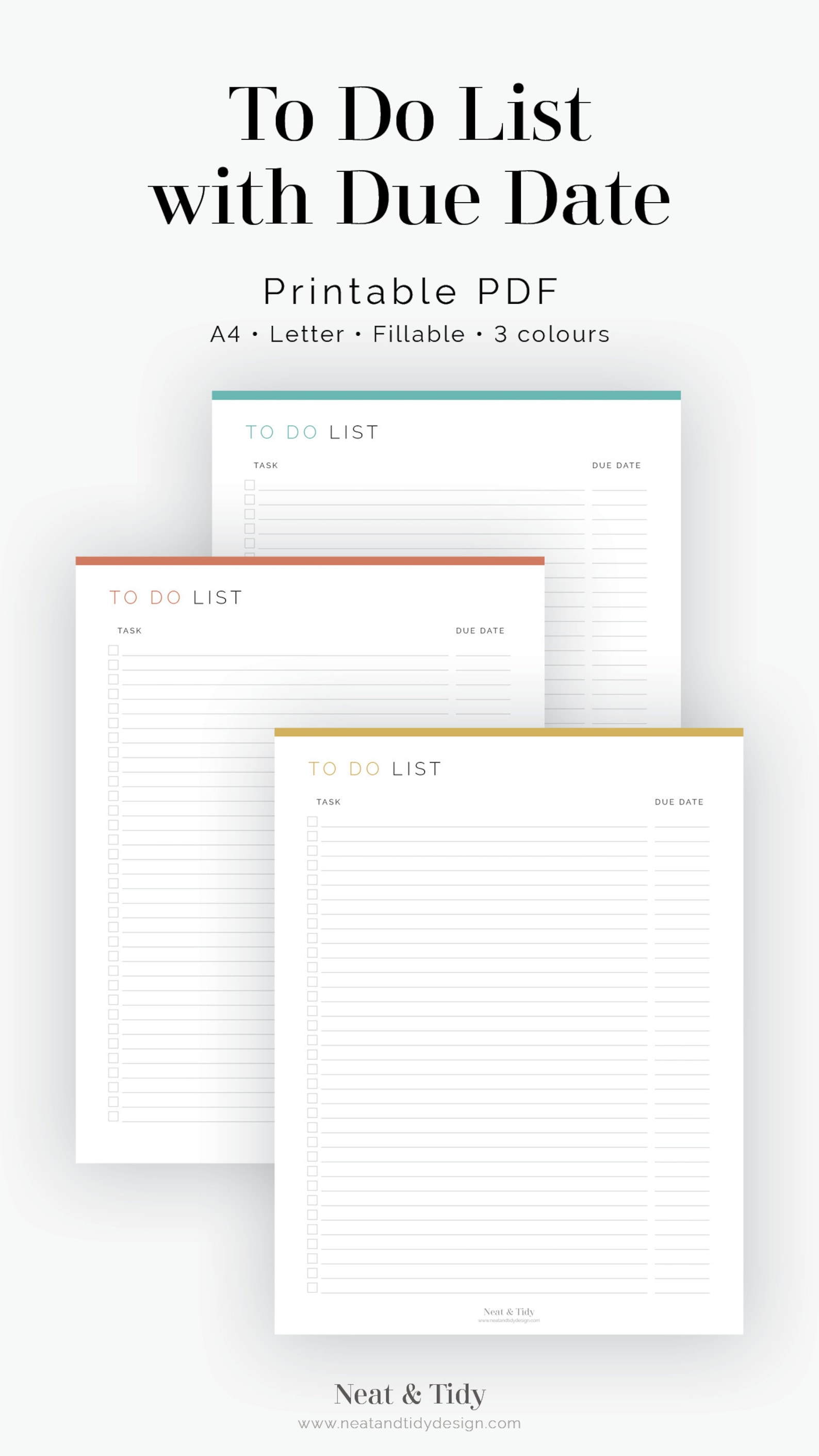 To Do List With Due Date - Fillable - Printable PDF - Task Management ...