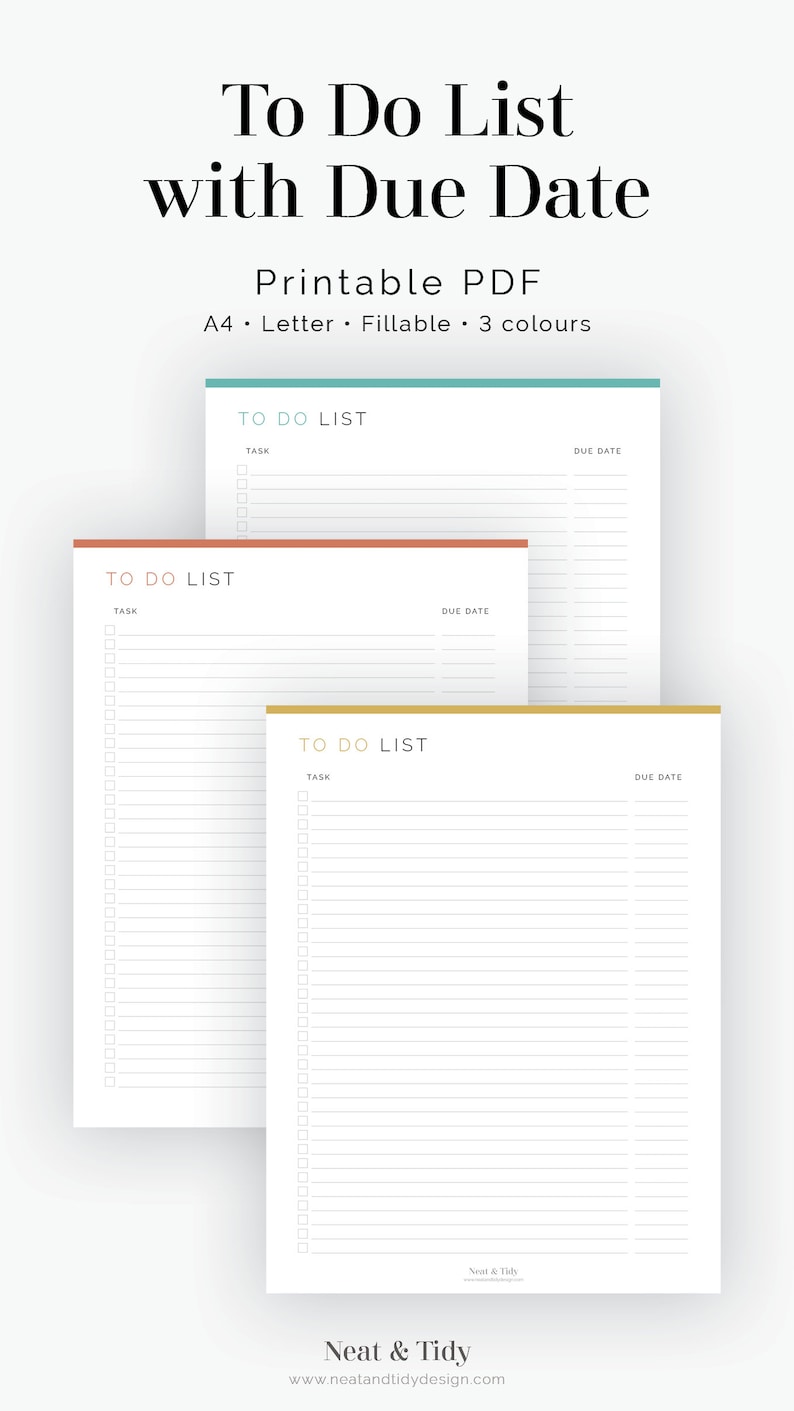 To Do List With Due Date - Fillable - Printable PDF - Task Management ...