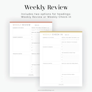 Weekly Check-in Journal Page Fillable Printable PDF Positivity ...