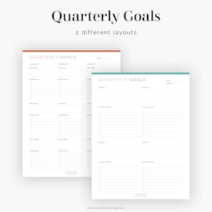 Quarterly Goals 2 Layouts Fillable Printable PDF New | Etsy