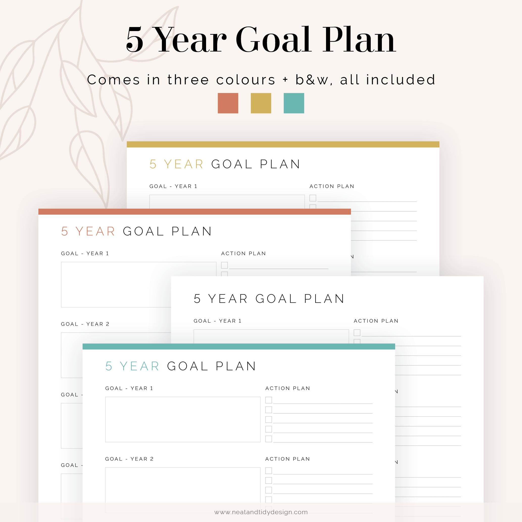 5 Year Goal Plan - Fillable & Printable PDF - New Year Resolution ...