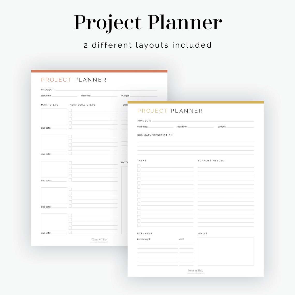 Project Planner 2 Layouts Fillable Printable PDF Task - Etsy