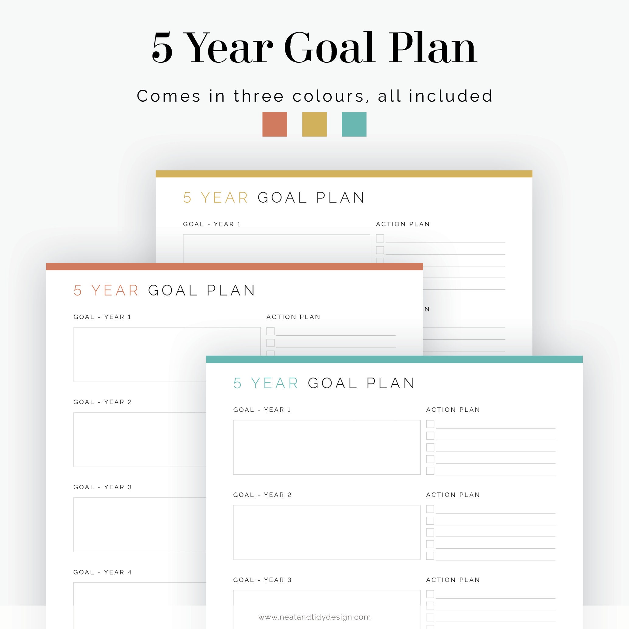 5 Year Goal Plan - Fillable - Printable PDF - New Year Resolution, Goal ...