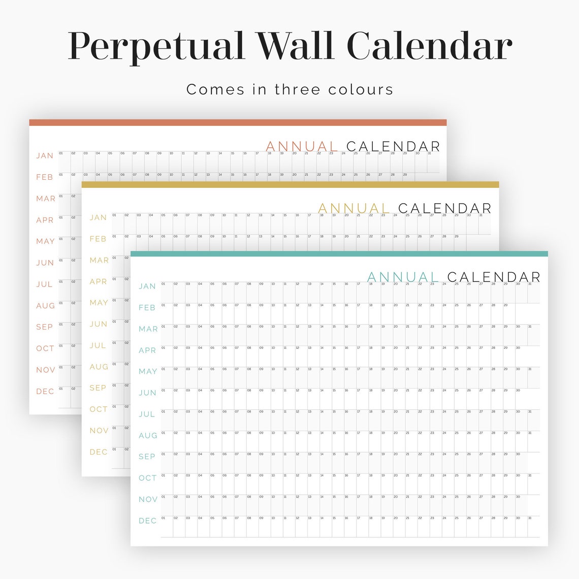 Printable Perpetual Wall Calendar [A2] - Printable PDF or JPG - 3 ...