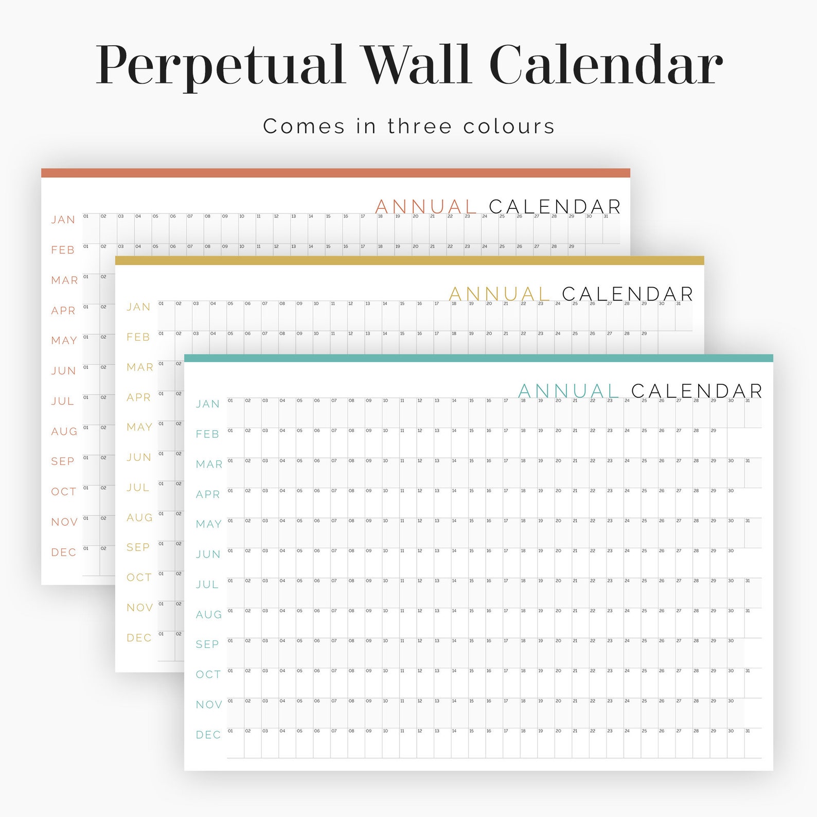 Printable Perpetual Wall Calendar [A2] - Printable PDF or JPG - 3 ...