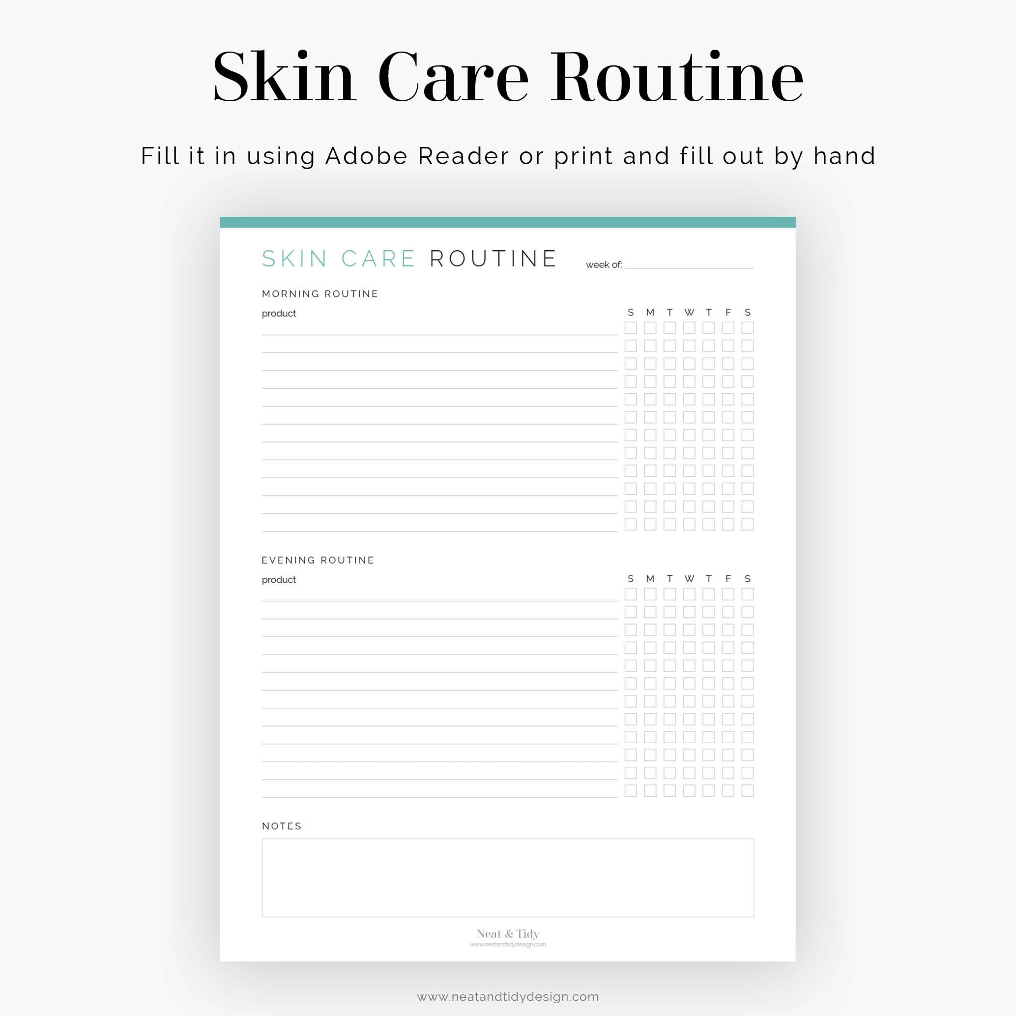 Skin Care Routine 3 Documents Fillable Printable PDF Health Planner ...