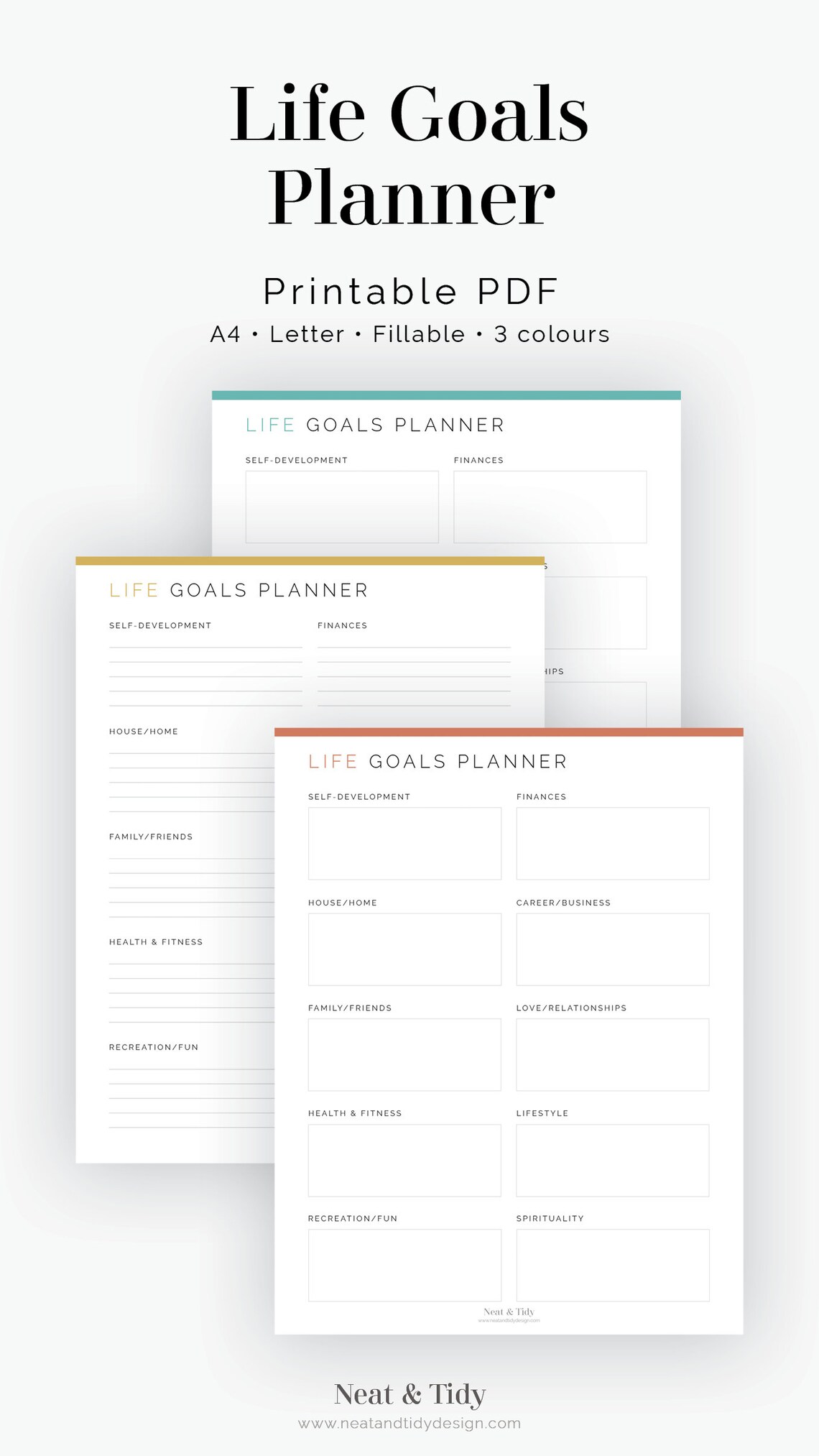 Life Goals Planner Fillable Printable PDF New Year - Etsy Canada
