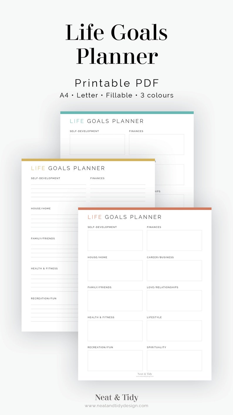 Life Goals Planner Fillable Printable PDF New Year - Etsy Canada