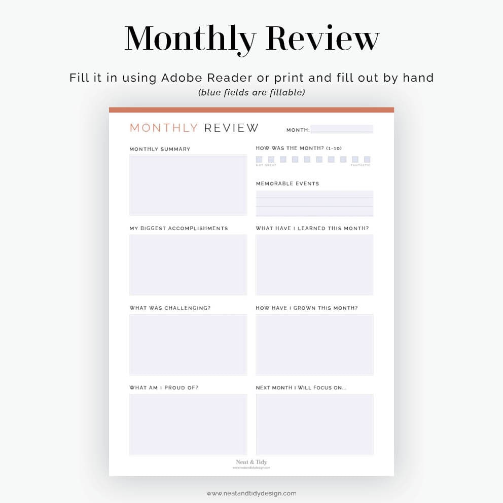 Monthly Check-in Journal Page - Fillable - Printable PDF - Positivity ...