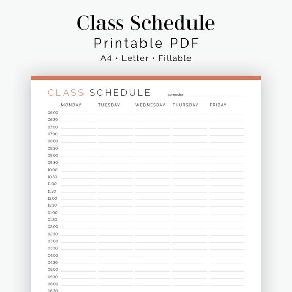 Class Schedule Fillable Printable PDF Student Planner | Etsy Canada